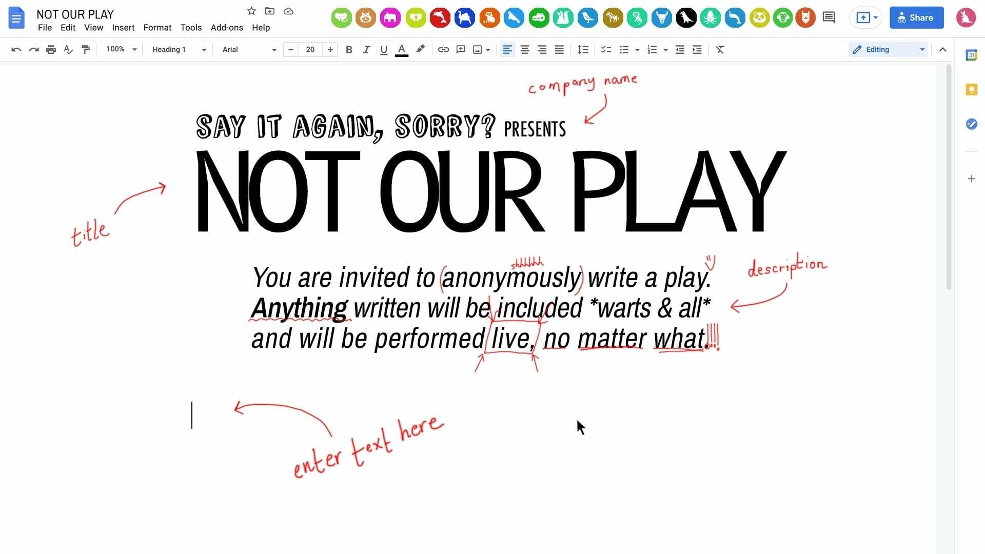 Say It Again, Sorry? Announce ‘Not Our Play’ Written Anonymously by ...